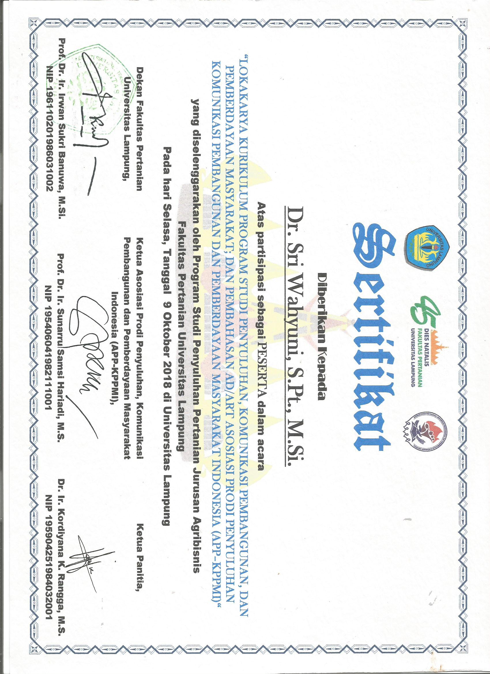 SERTIFIKAT LOKAKARYA PAPPI - Document Repository Universitas Andalas